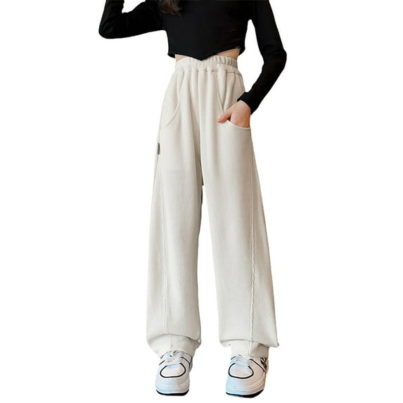 EnJoCho Kids Girls Baggy Corduroy Ribbed Pants Solid Color Loose ...