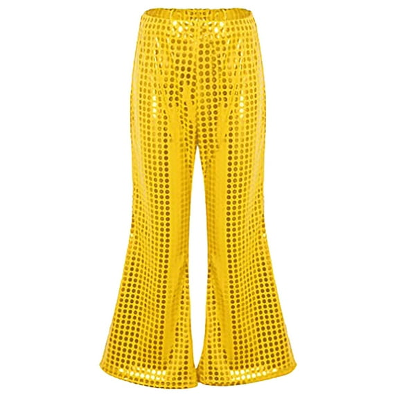 EnJoCho Kids Girls Sequin Dance Pants Shiny Wide Leg Bell Bottoms ...