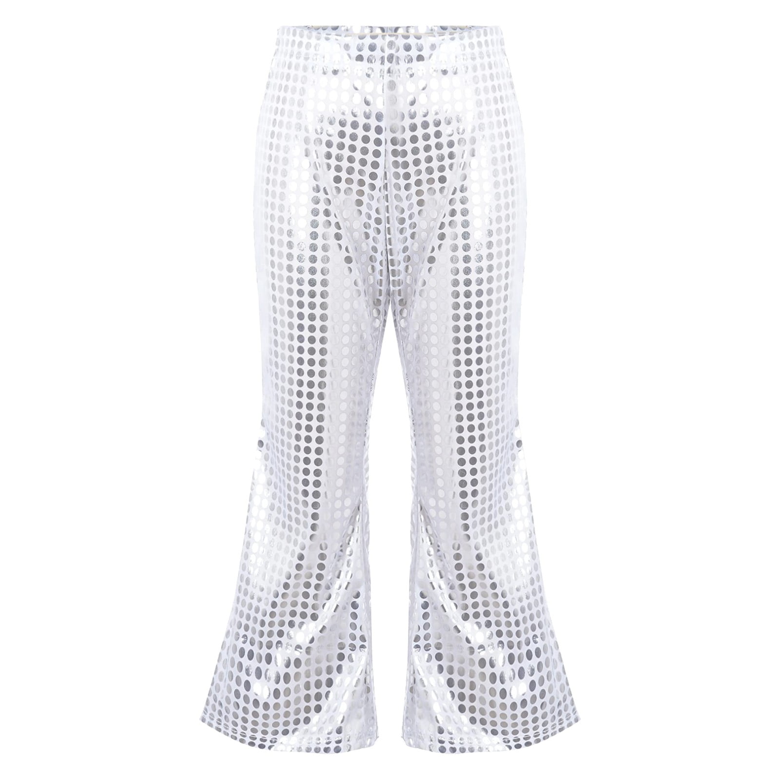 EnJoCho Kids Girls Sequin Dance Pants Shiny Wide Leg Bell Bottoms ...
