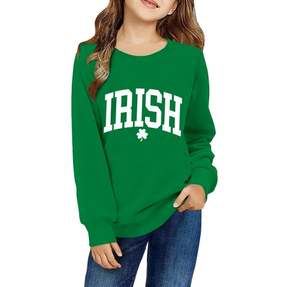 EnJoCho Kids Girls St Patric𝗄s Day Long Sleeve T-Shirt Shamroc𝗄 Graphic ...