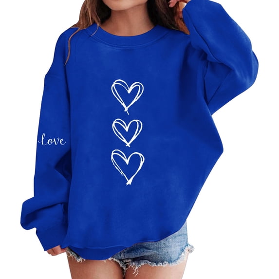 EnJoCho Kids Heart Sweatshirt Long Sleeve Cotton Love Print Toddler ...