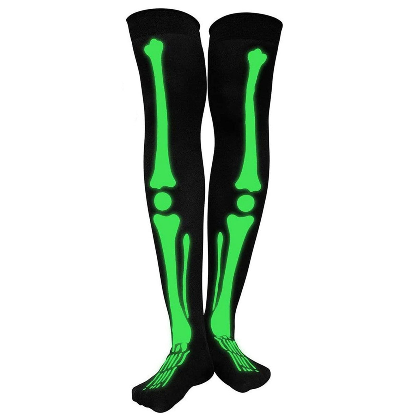 EnJoCho Kids Skeleton Bone Knee High Socks Halloween Cos-play Stockings ...