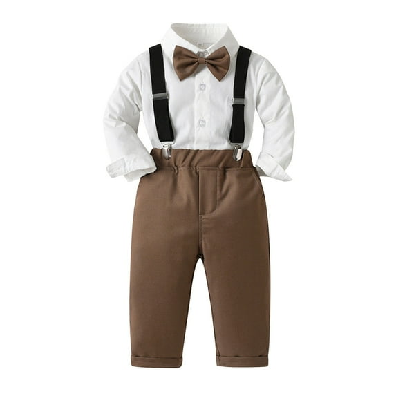 EnJoCho Kids Toddler Boy Gentleman Outfits Button Down Shirt Suspender ...