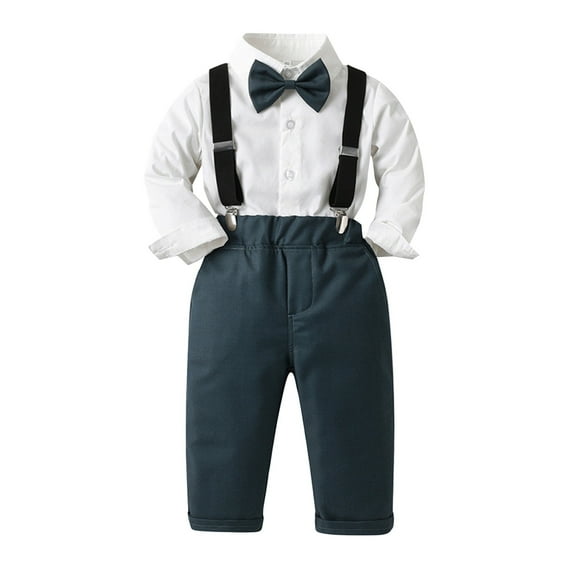 EnJoCho Kids Toddler Boy Gentleman Outfits Button Down Shirt Suspender ...
