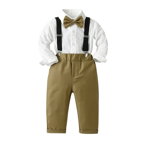 EnJoCho Kids Toddler Boy Gentleman Outfits Button Down Shirt Suspender ...