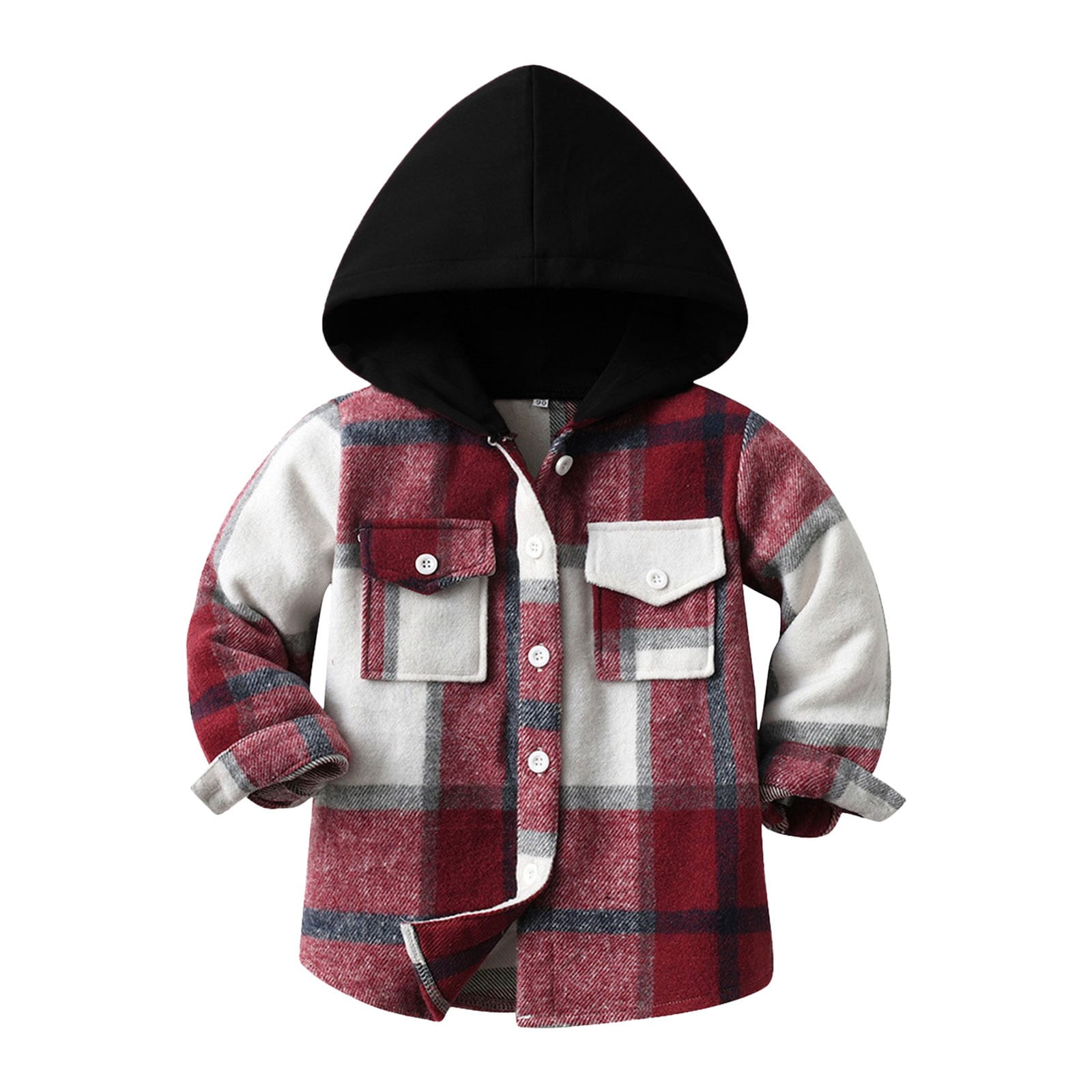 EnJoCho Kids Toddler Flannel Shirt Jacket Plaid Long Sleeve Lapel Button Down Shacket Baby Boys ...