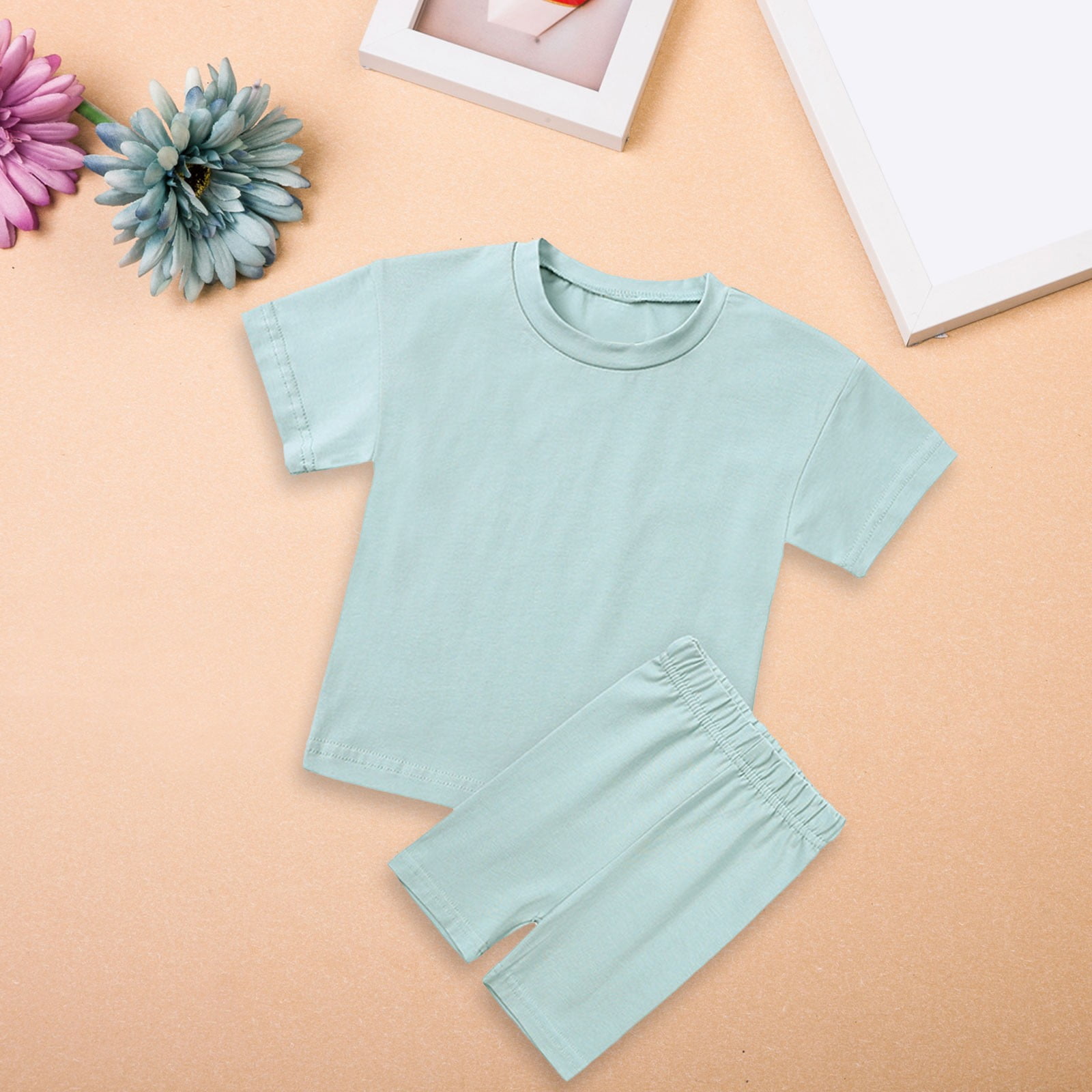 EnJoCho Kids Toddler Summer Outfit Girls Cotton T-Shirt Shorts 2 Pcs ...