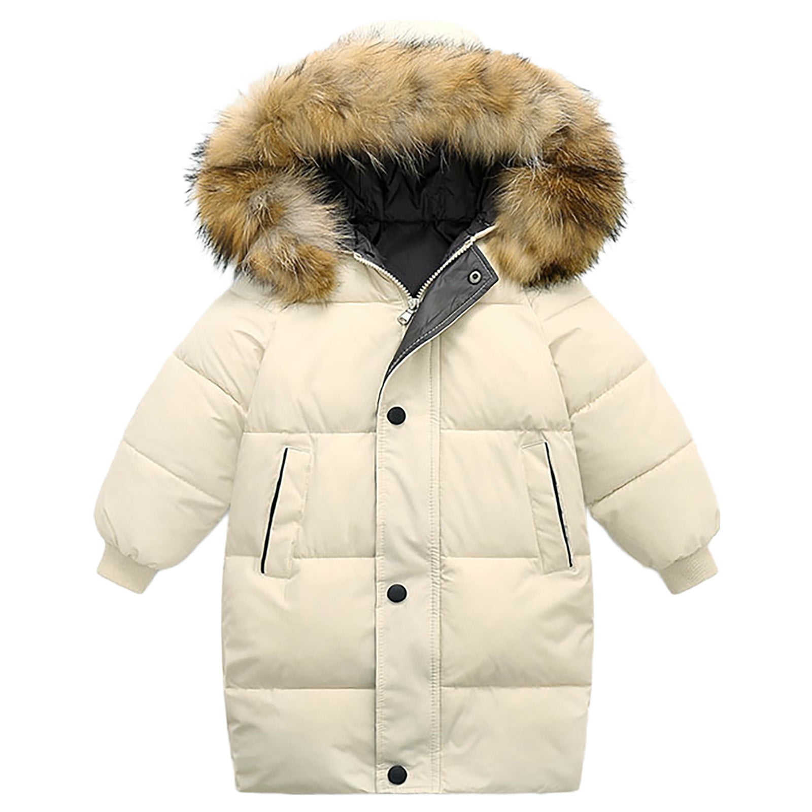 EnJoCho Kids Winter Hooded Down Jacket Zip Up Button Puffer Coat Solid ...