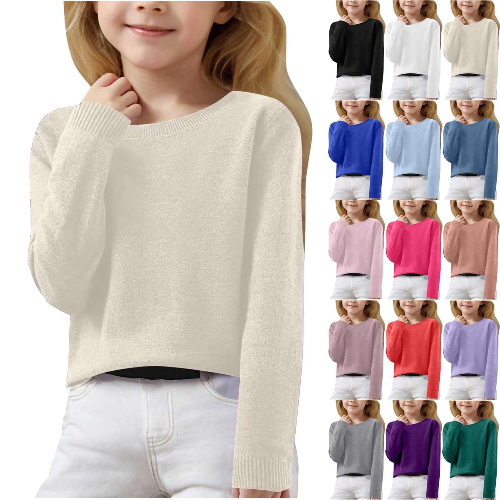 EnJoCho Lightweight Sweaters For Girls Cute Crew Neck Soft Knit ...