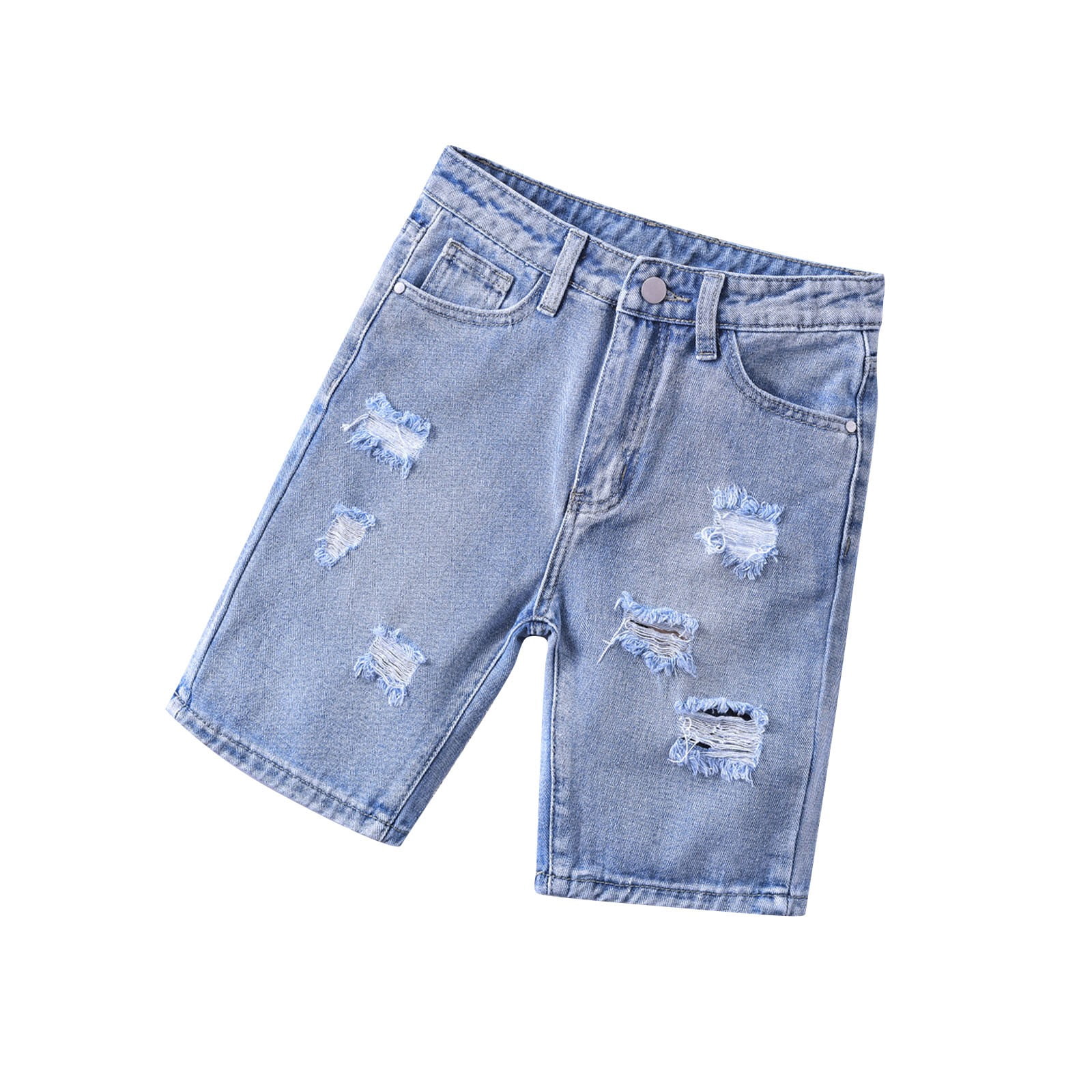 EnJoCho Little Boys Denim Shorts Elastic Waistband Inside Ripped Holes ...