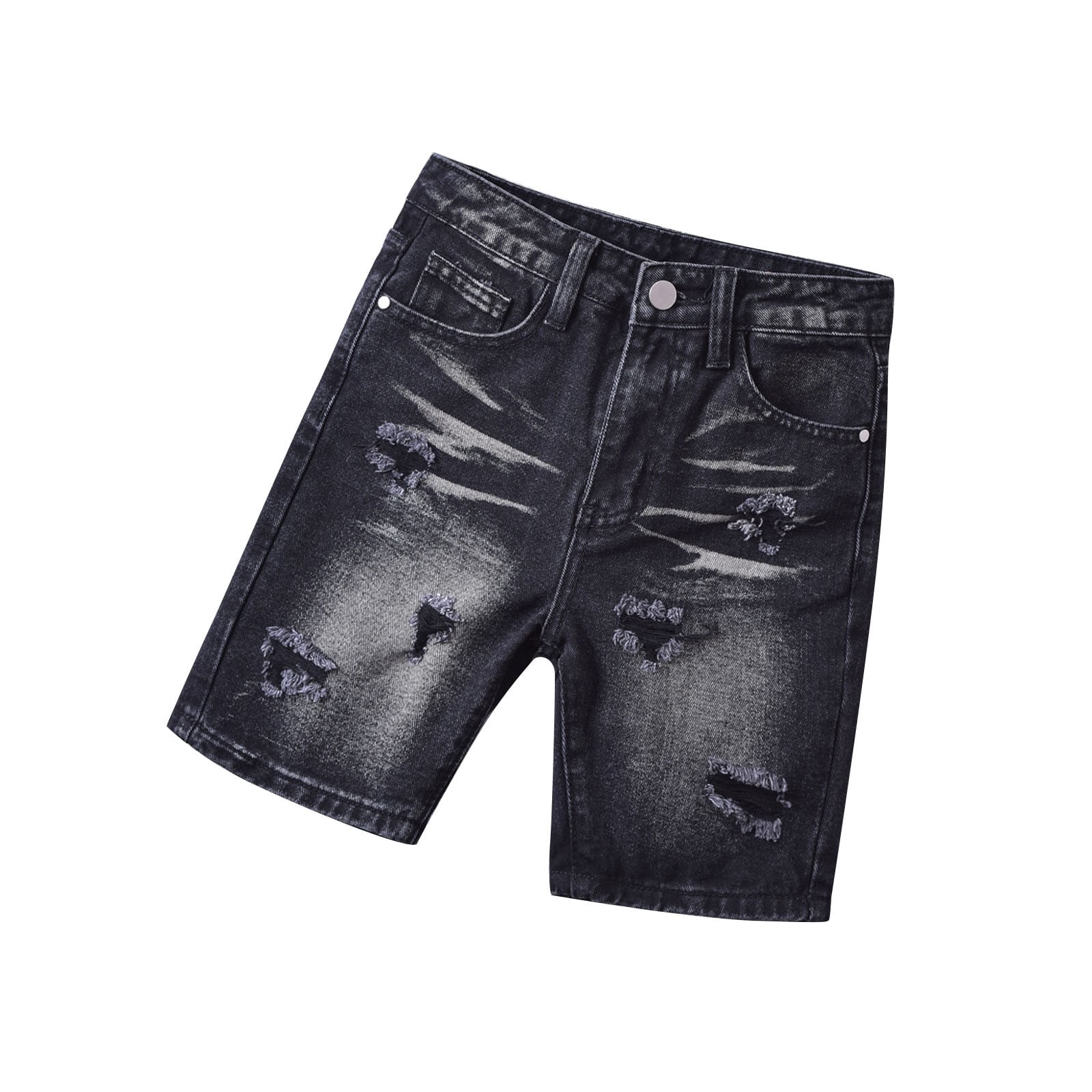 EnJoCho Little Boys Denim Shorts Elastic Waistband Inside Ripped Holes ...