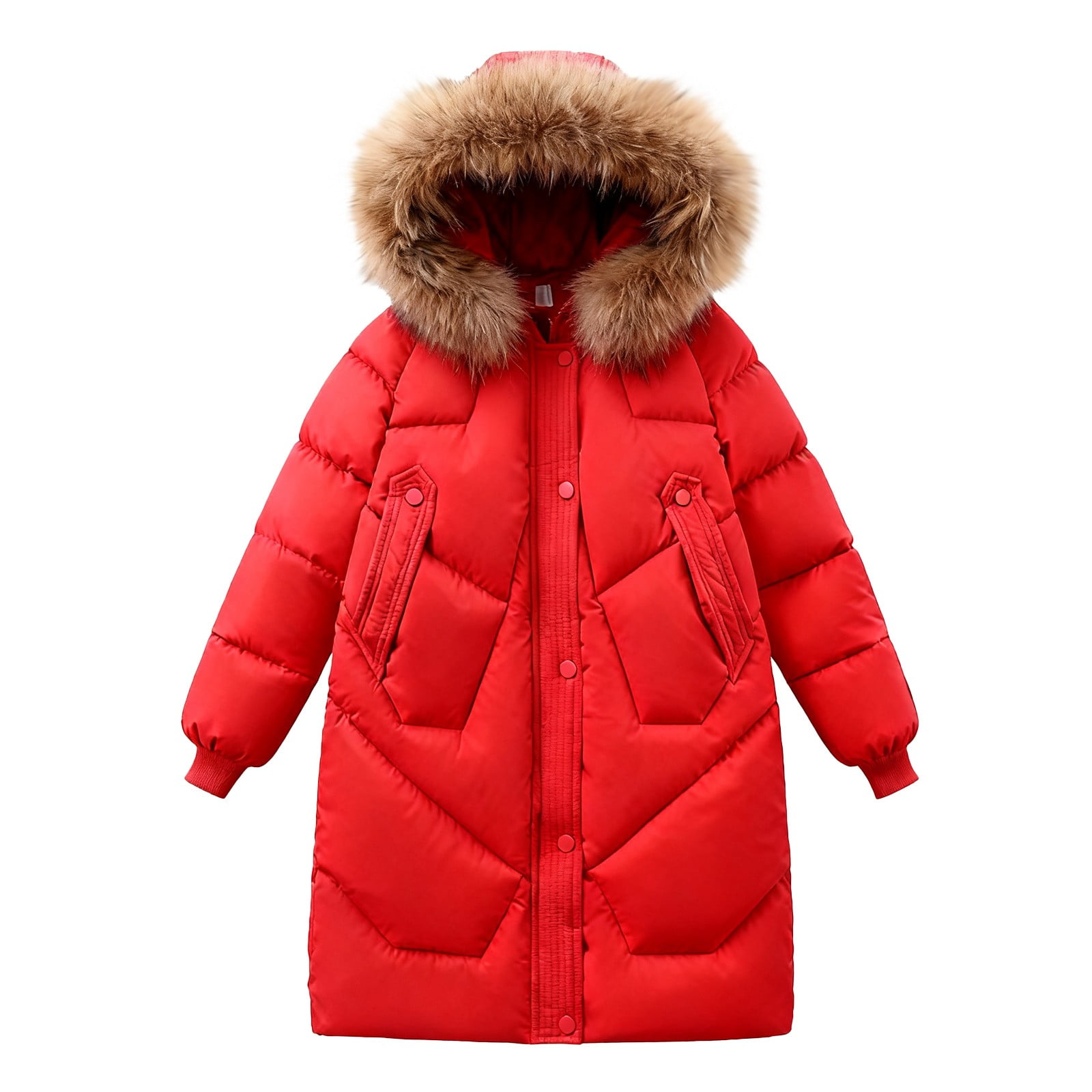 EnJoCho Little Girls Long Puffer Coat F𝗎r Collar Thicken Down Jacket ...