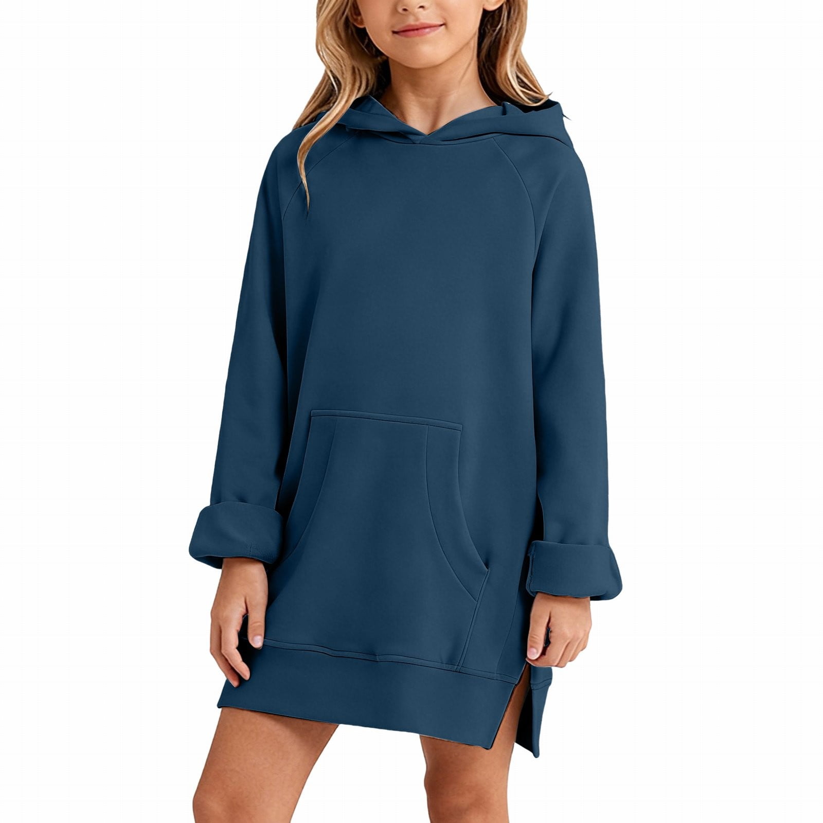 EnJoCho Oversized Hoodie Dress for Girls Long Hooded Sweatshirt Dress ...