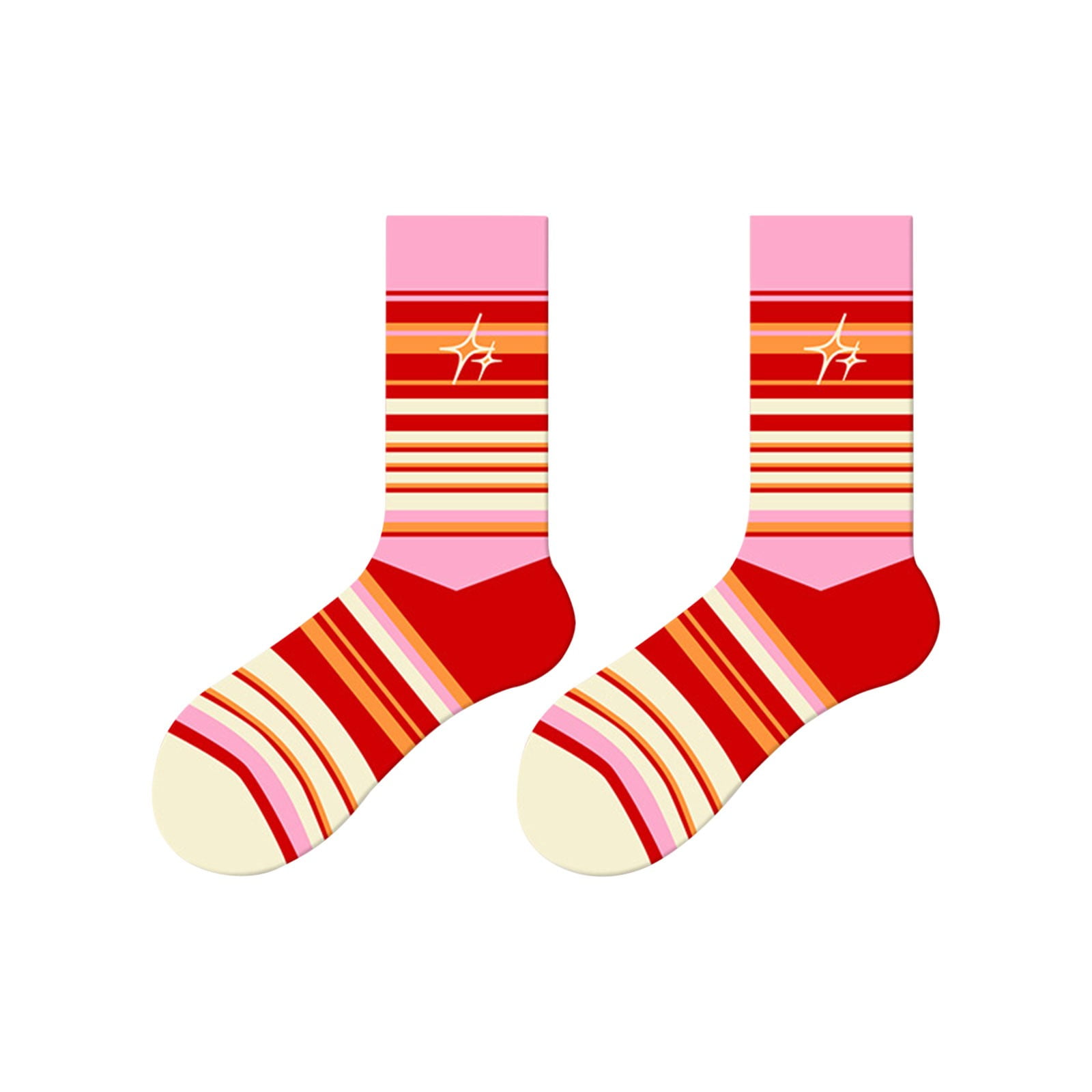 EnJoCho Striped High Socks For Women Cozy Crew Socks For Women Mid Calf ...