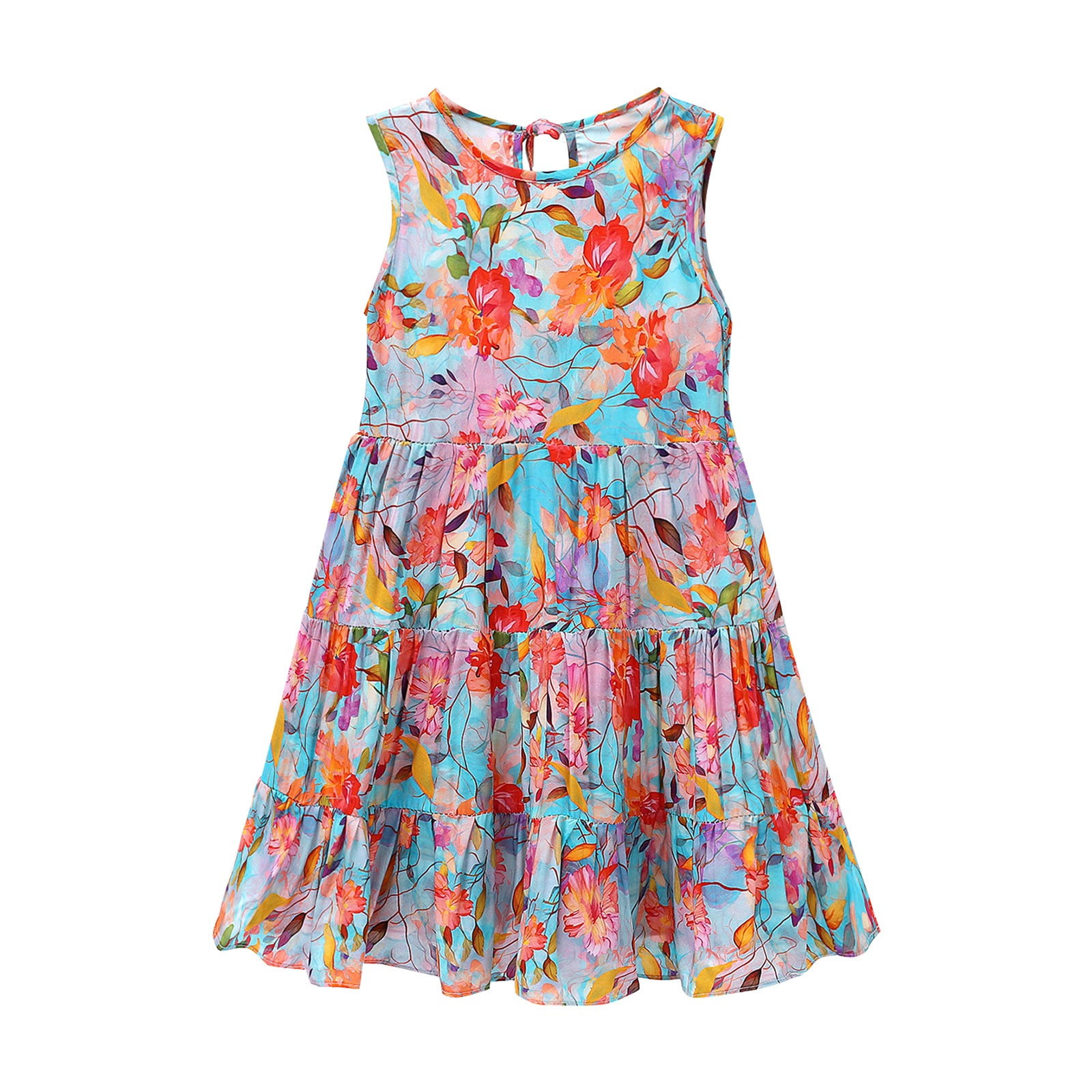 EnJoCho Summer Children's Dress Rayon Silk Girl's Cake Dress Big Child ...