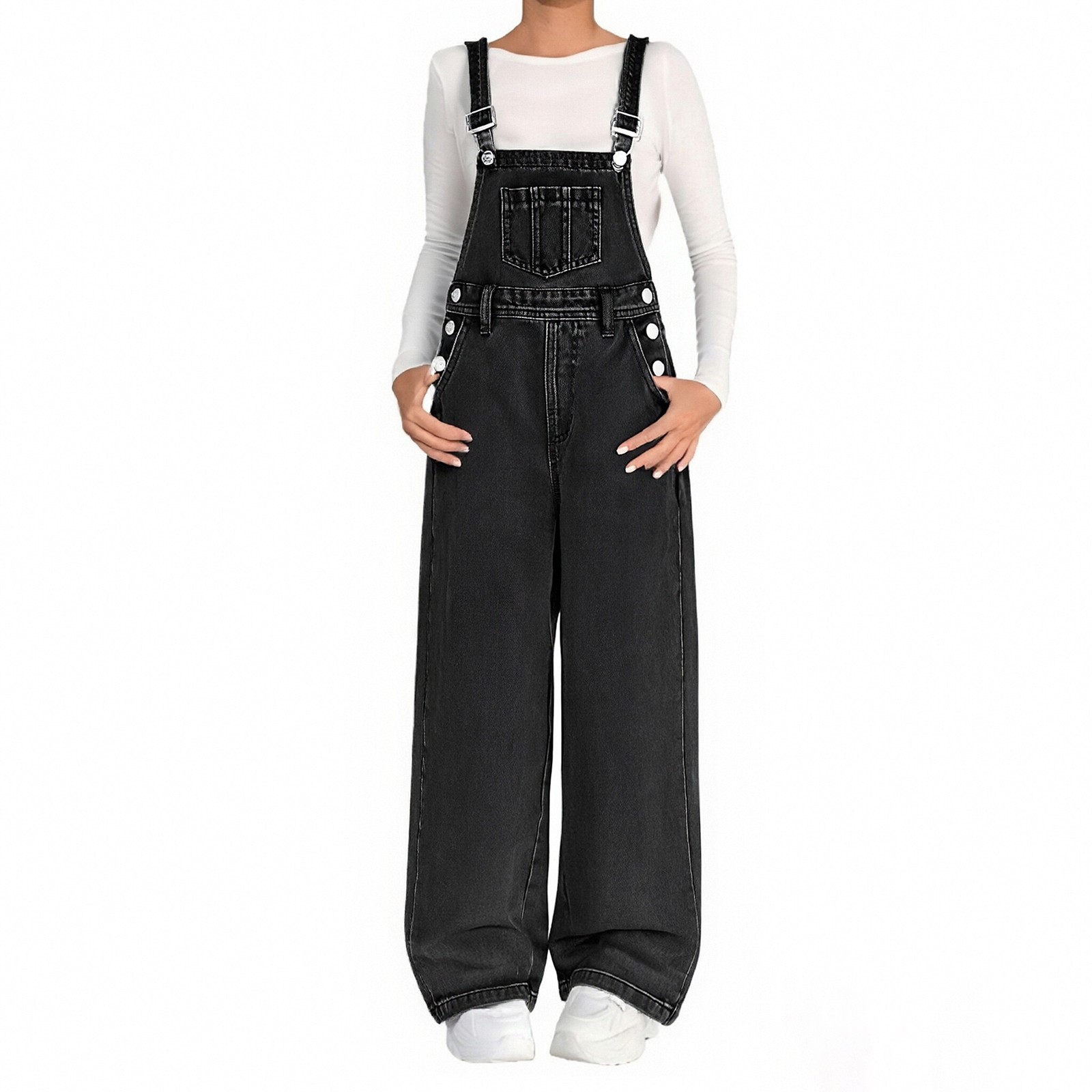 EnJoCho Teen Girls Bi𝖻s Jeans Overalls Kids Casual Straight Wide Leg ...