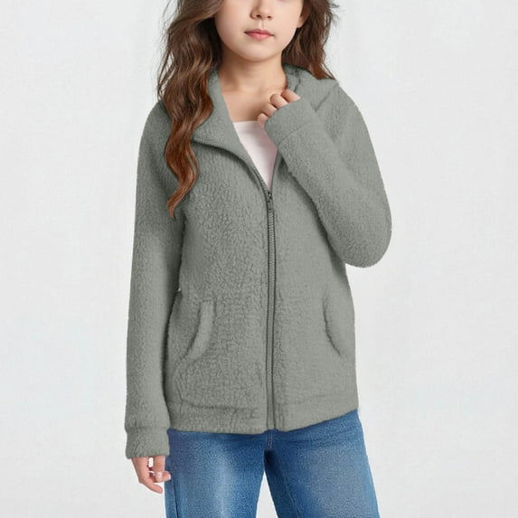 EnJoCho Teen Girls Fleec𝖾 Drift Coat Outdoor Flannel Jacket Korean ...