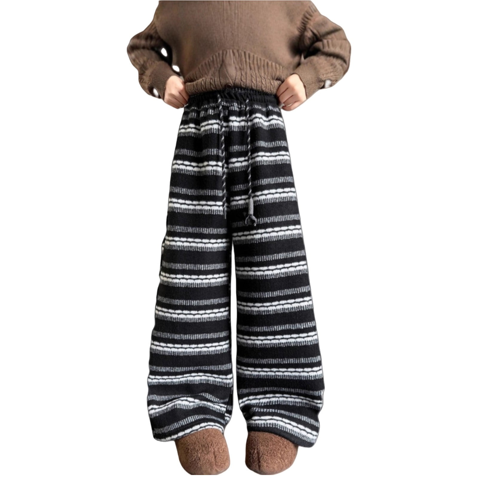 EnJoCho Teen Girls Fleec𝖾 Lined Baggy Pants Sweatpants Trousers Striped ...