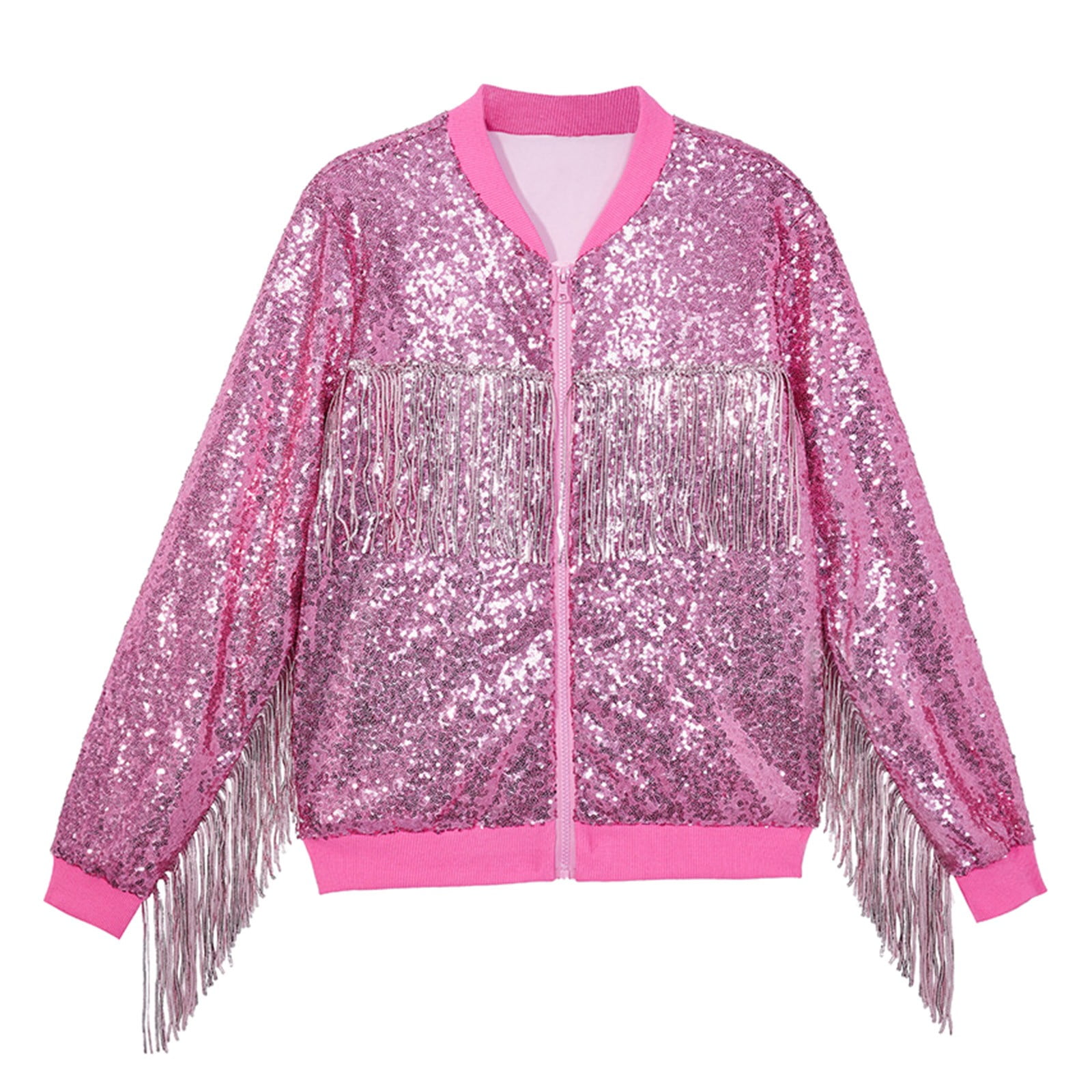 EnJoCho Tessel Girls Sequin Jackets Kids Boys Bom𝖻er Hoodie Jacket Zip ...