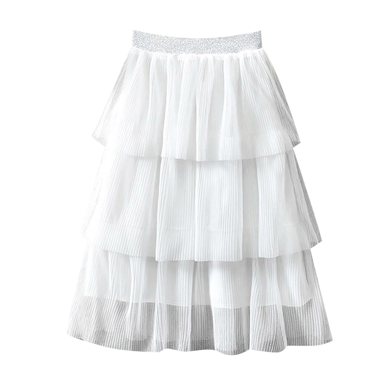 EnJoCho Mesh A-Line Skirt For Kids Layered Net Party Skirt Summer Girl ...
