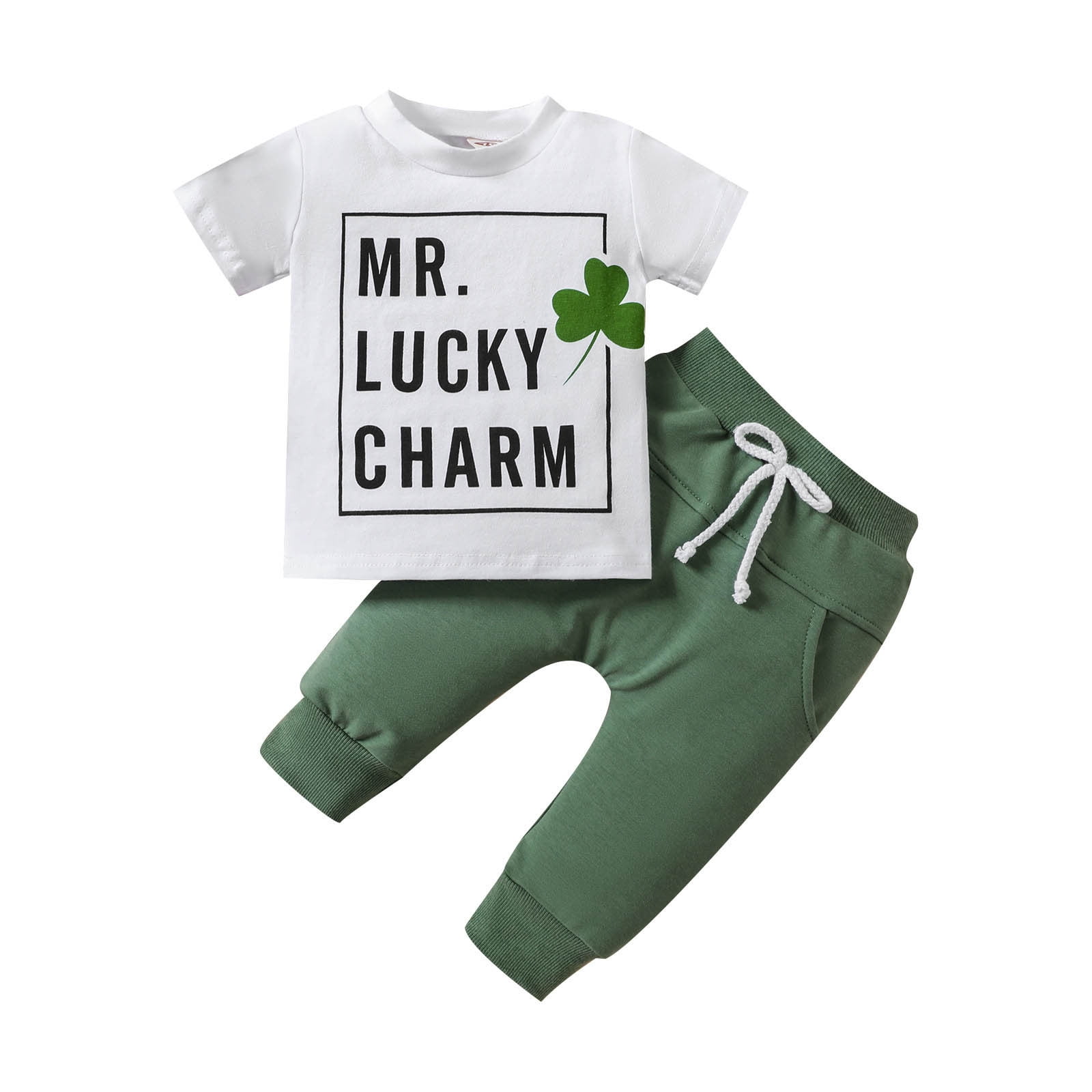 EnJoCho Toddler Baby Boy St Patric𝗄s Day Outfit Set Green Shamroc𝗄 ...