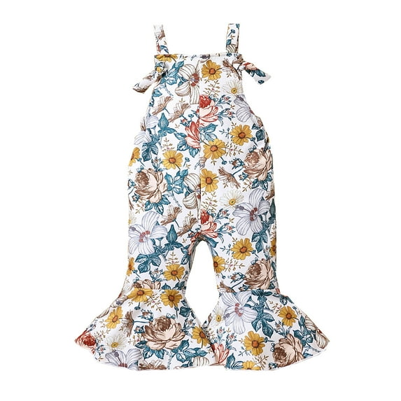EnJoCho Toddler Bell Bottoms 𝖱omper Floral Butterfly Overalls Suspender ...
