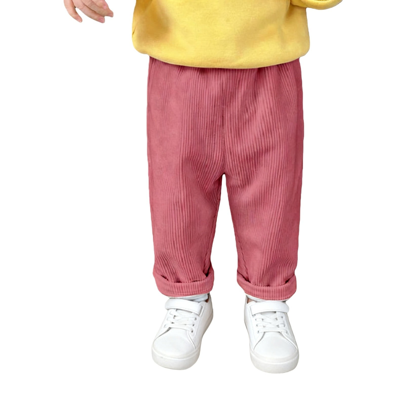EnJoCho Toddler Boys Girls Corduroy Pants Lined Solid Color Elastic ...