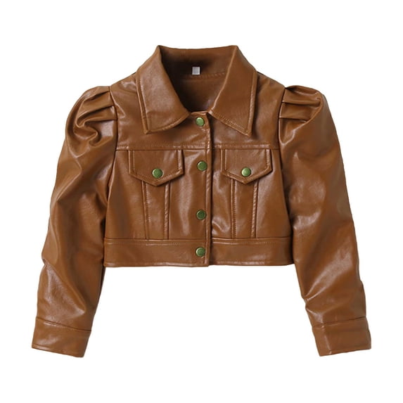 EnJoCho Toddler Girl Leather Jacket Motorcycle Style Short PU Leather ...