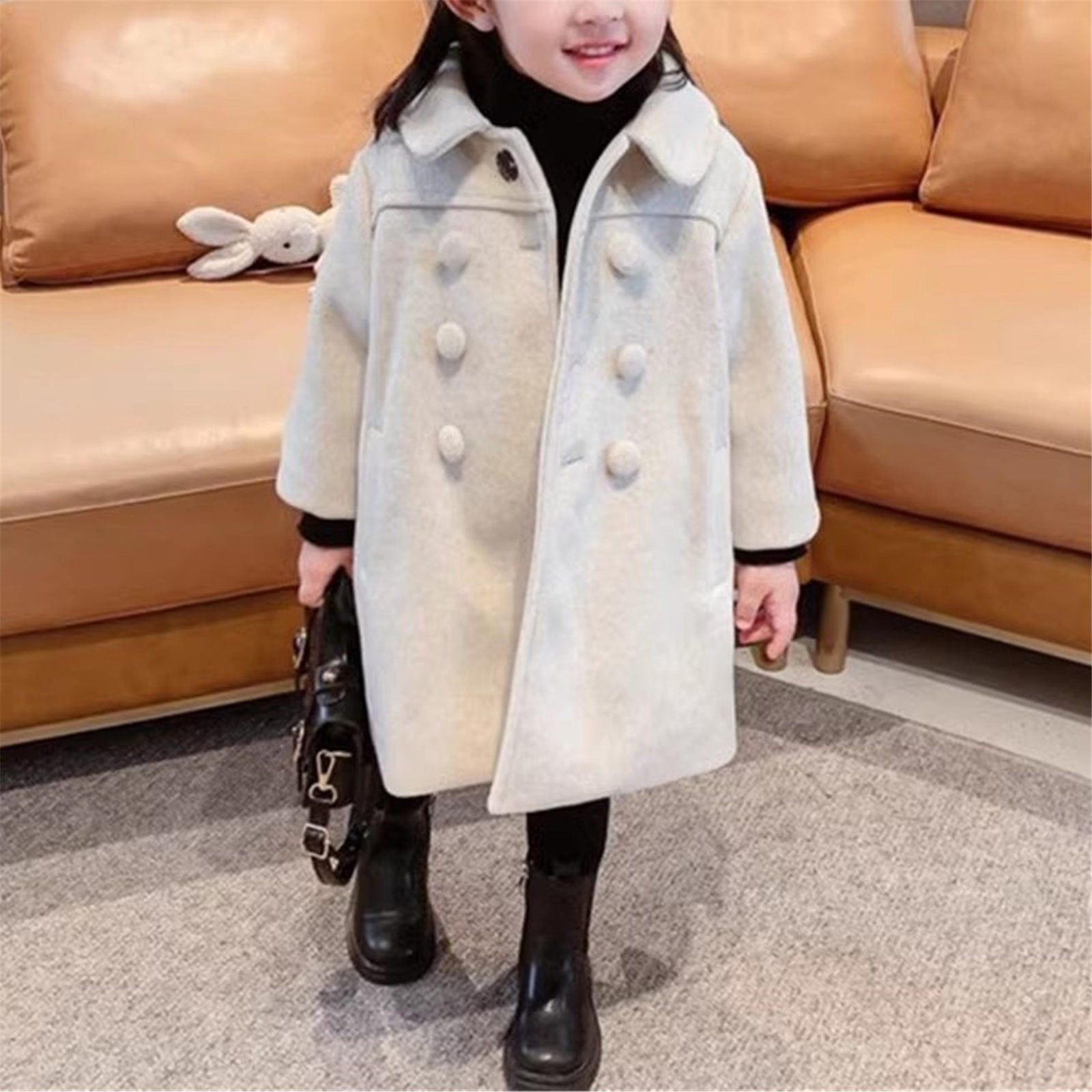 EnJoCho Toddler Girls Baby Girl Woolen Trench Coat Dress Coat Peacoat ...