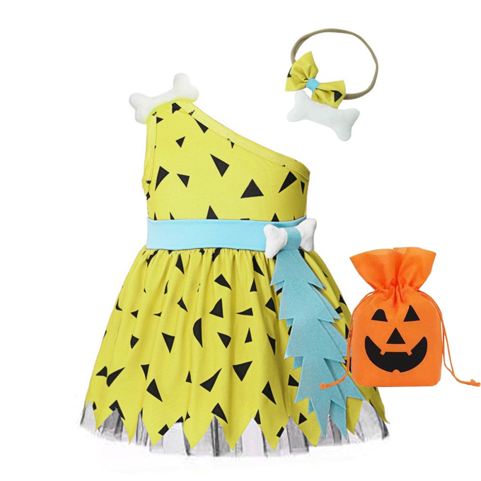 EnJoCho Toddler Girls Caveman Hallow-een 𝖢ostume Mesh Tulle Dress ...