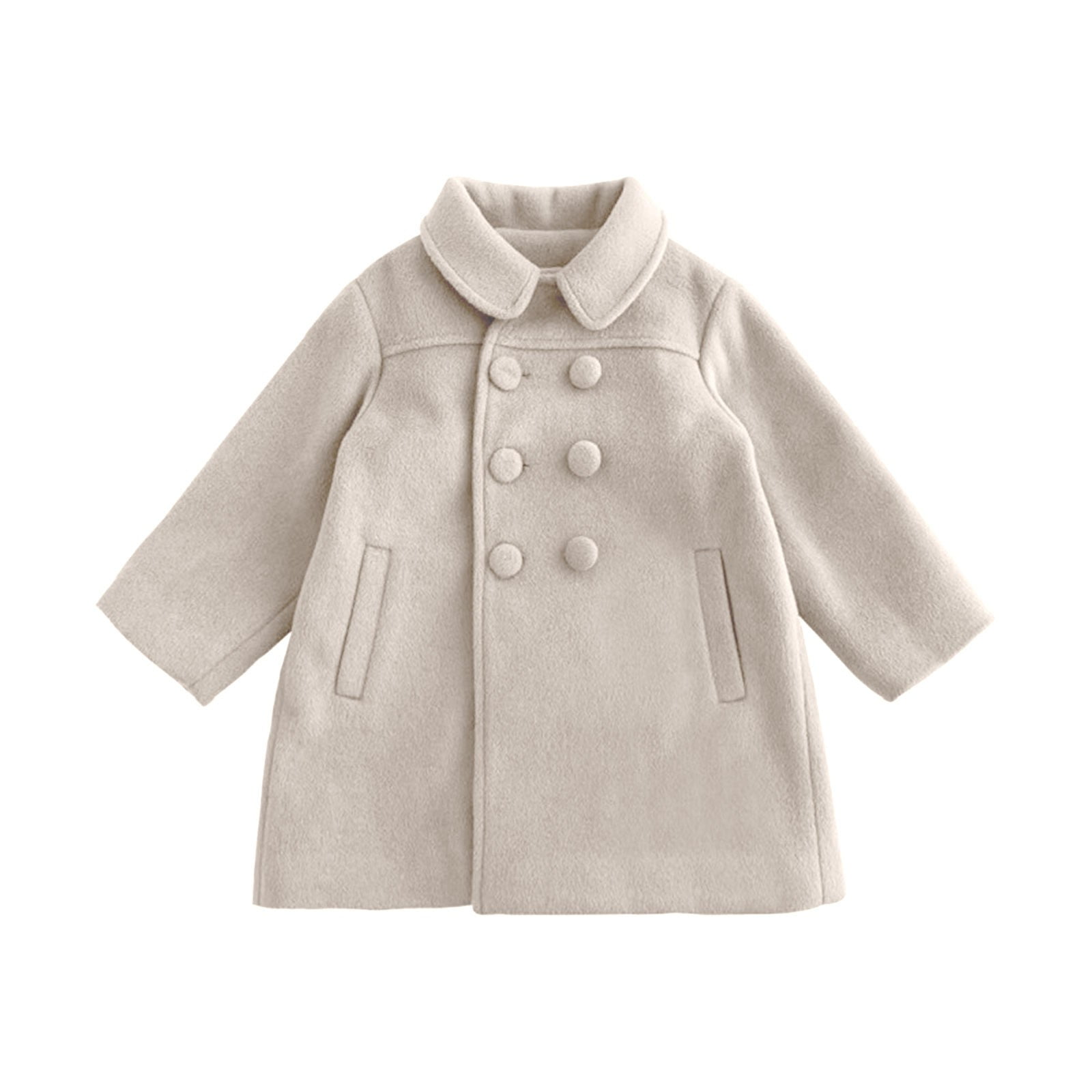 EnJoCho Toddler Girls Faux Wool Trench Coat Long Sleeve Double Breasted Jacket Warm Winter ...