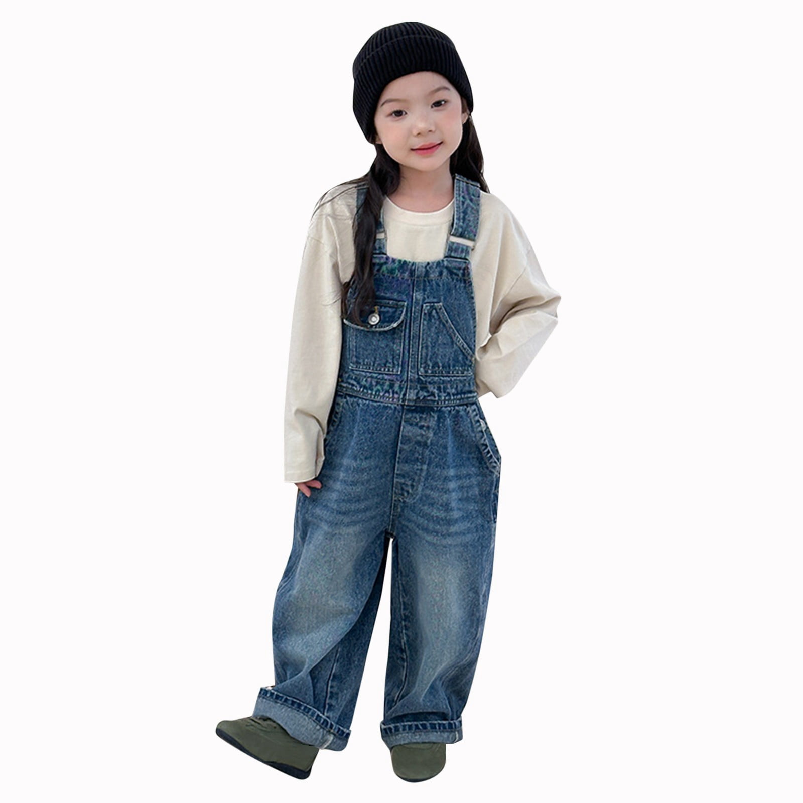 EnJoCho Toddler Girls Overalls Denim Bib Jumpsuit Little Girls Baggy ...