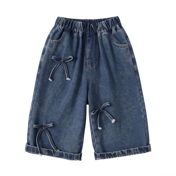 EnJoCho Toddler Girls Wide Leg Jeans Elastic Waist Bow Knot Baggy Denim ...