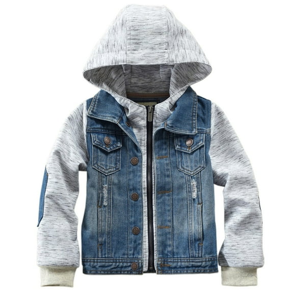 EnJoCho Toddler Hooded Denim Jacket Zipper Button Down Cowboy Overcoat ...
