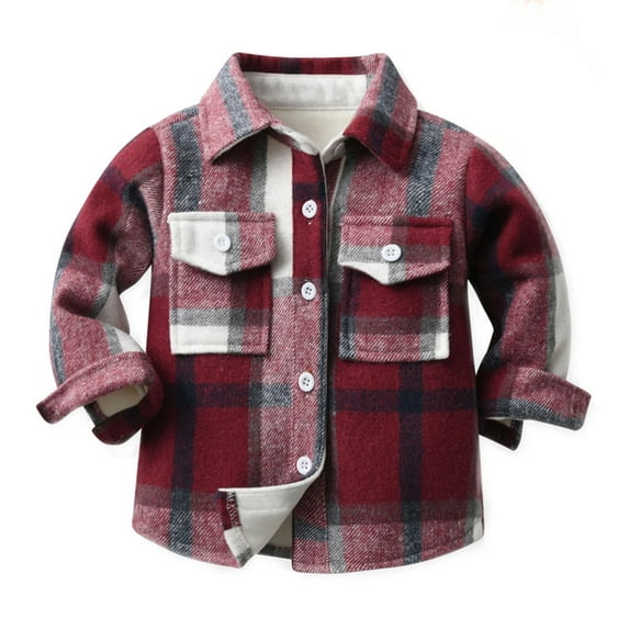 EnJoCho Toddler Kids Plaid Flannel Shirt Jacket Long Sleeve Button Down ...