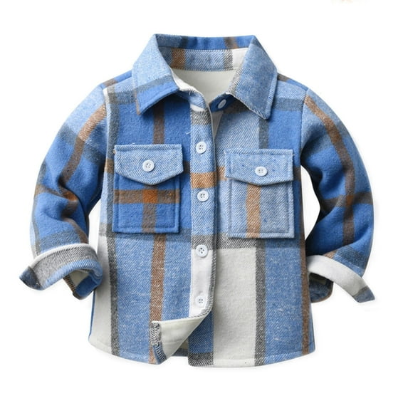 EnJoCho Toddler Kids Plaid Flannel Shirt Jacket Long Sleeve Button Down ...