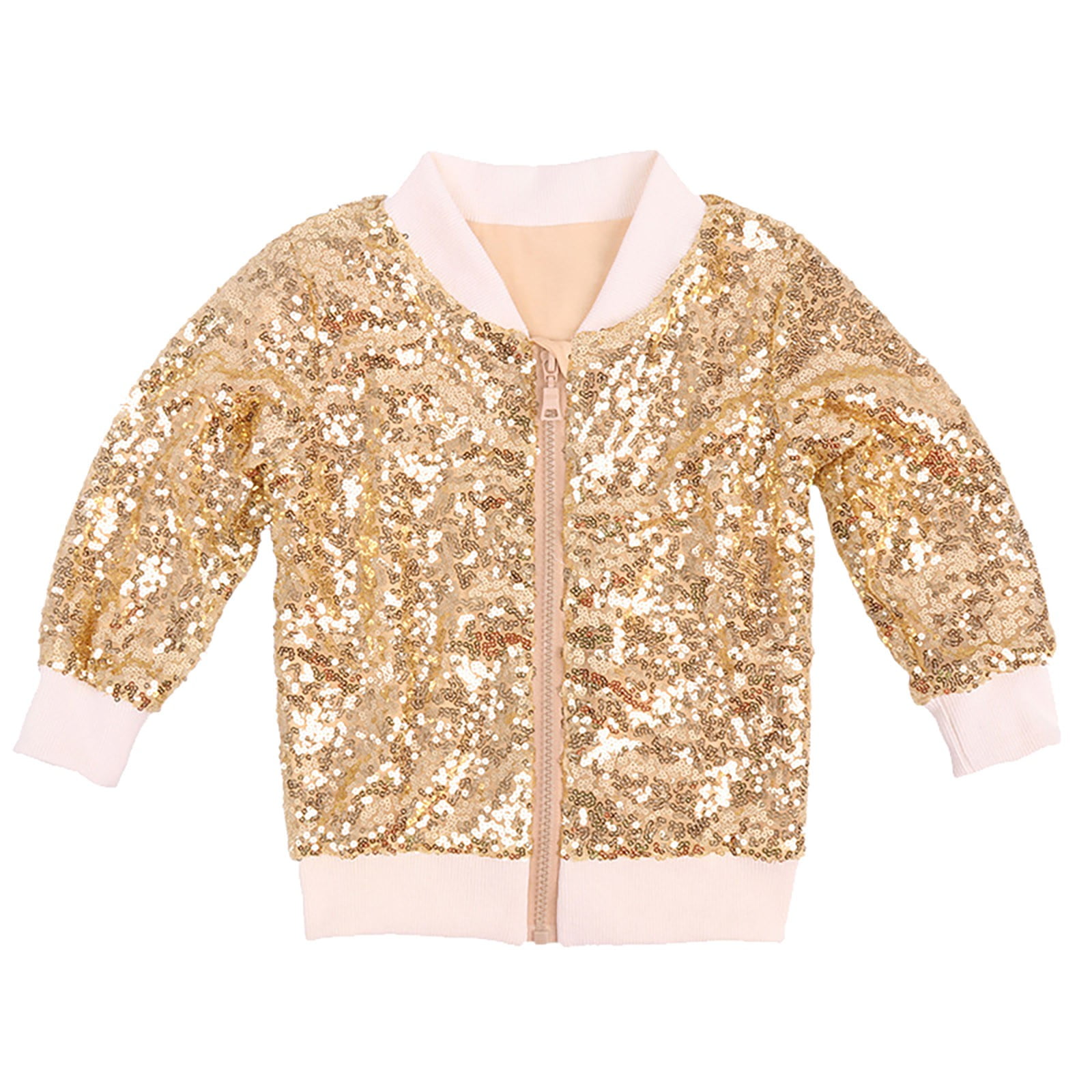 EnJoCho Toddler Sequins Jacket Glitter Coat Long Sleeve Zipper Tops ...