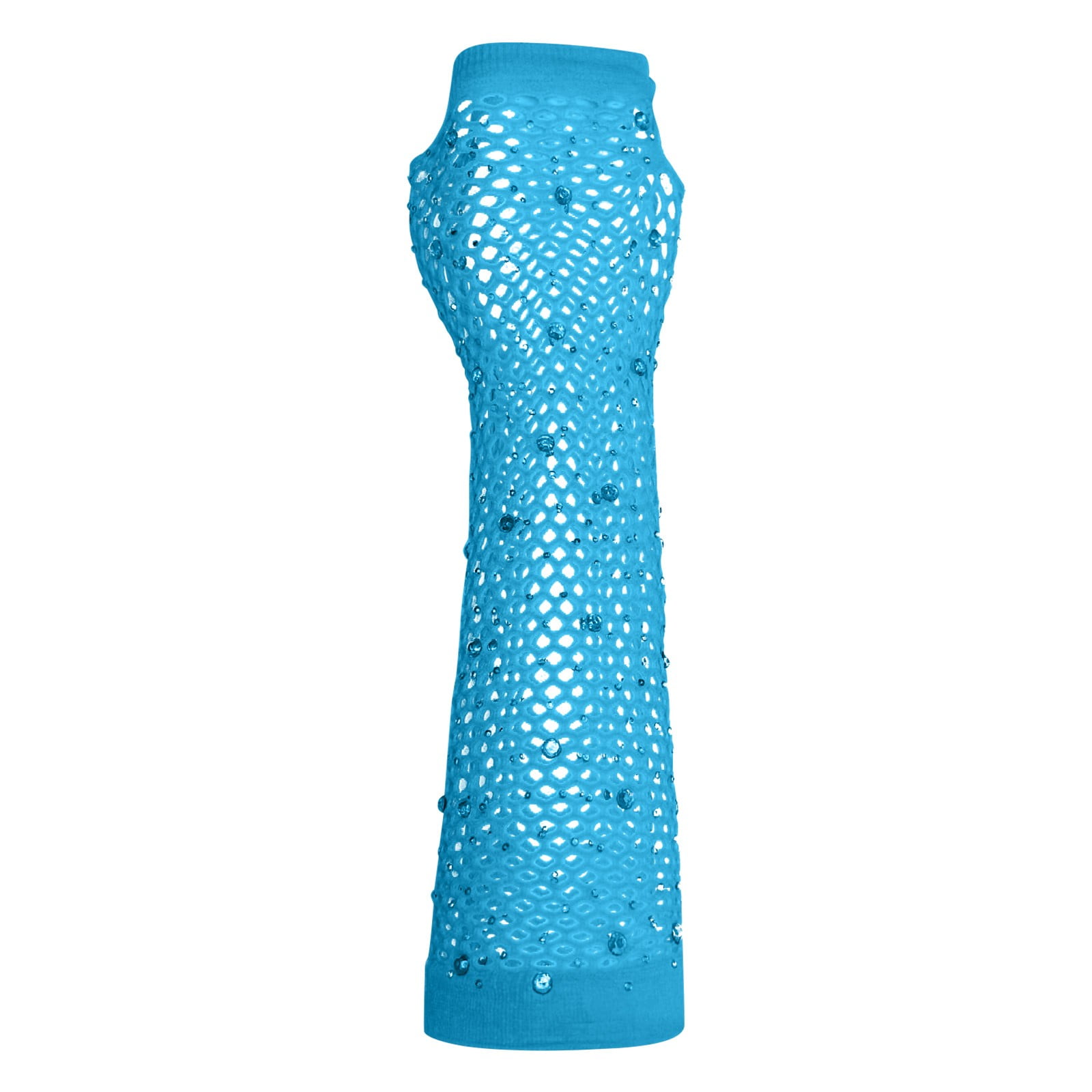 EnJoCho Women Fishnet Rhinestone Gloves Fingerless Kids Fish Net Arm ...