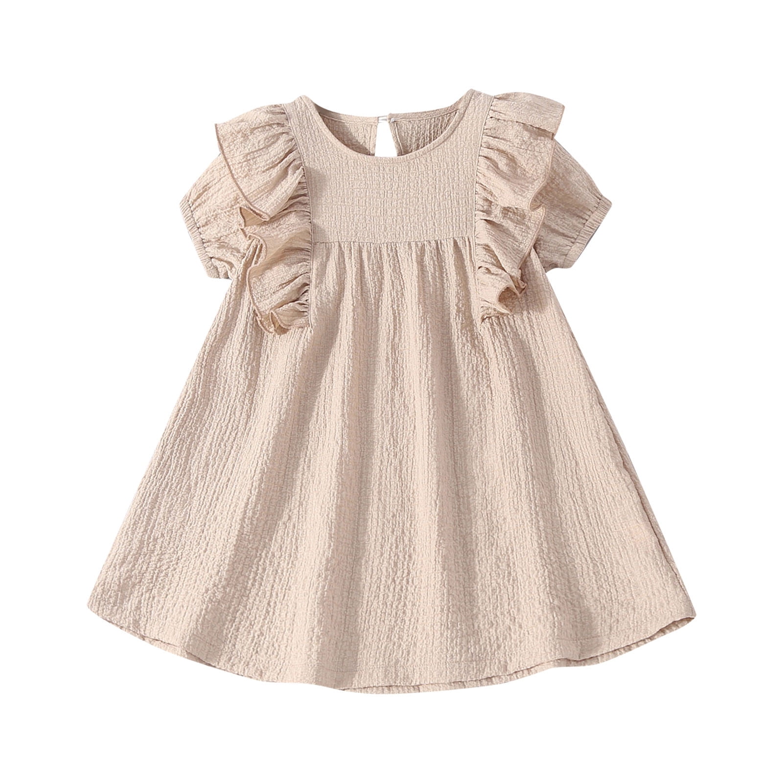 EnJoCho toddler Dress Kids Girls Solid Cotton Linen Sleeveless Beach ...