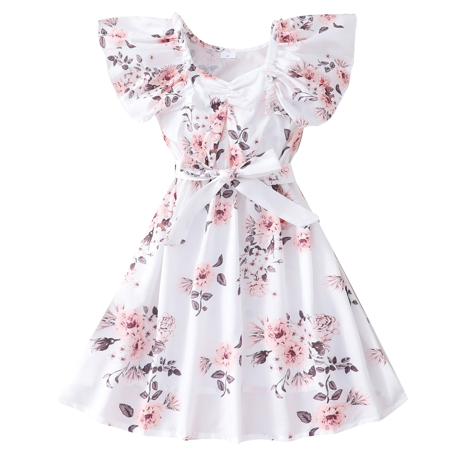 EnJoCho toddler Girls Fly Sleeve Floral Prints Dress Fahsion Beach ...