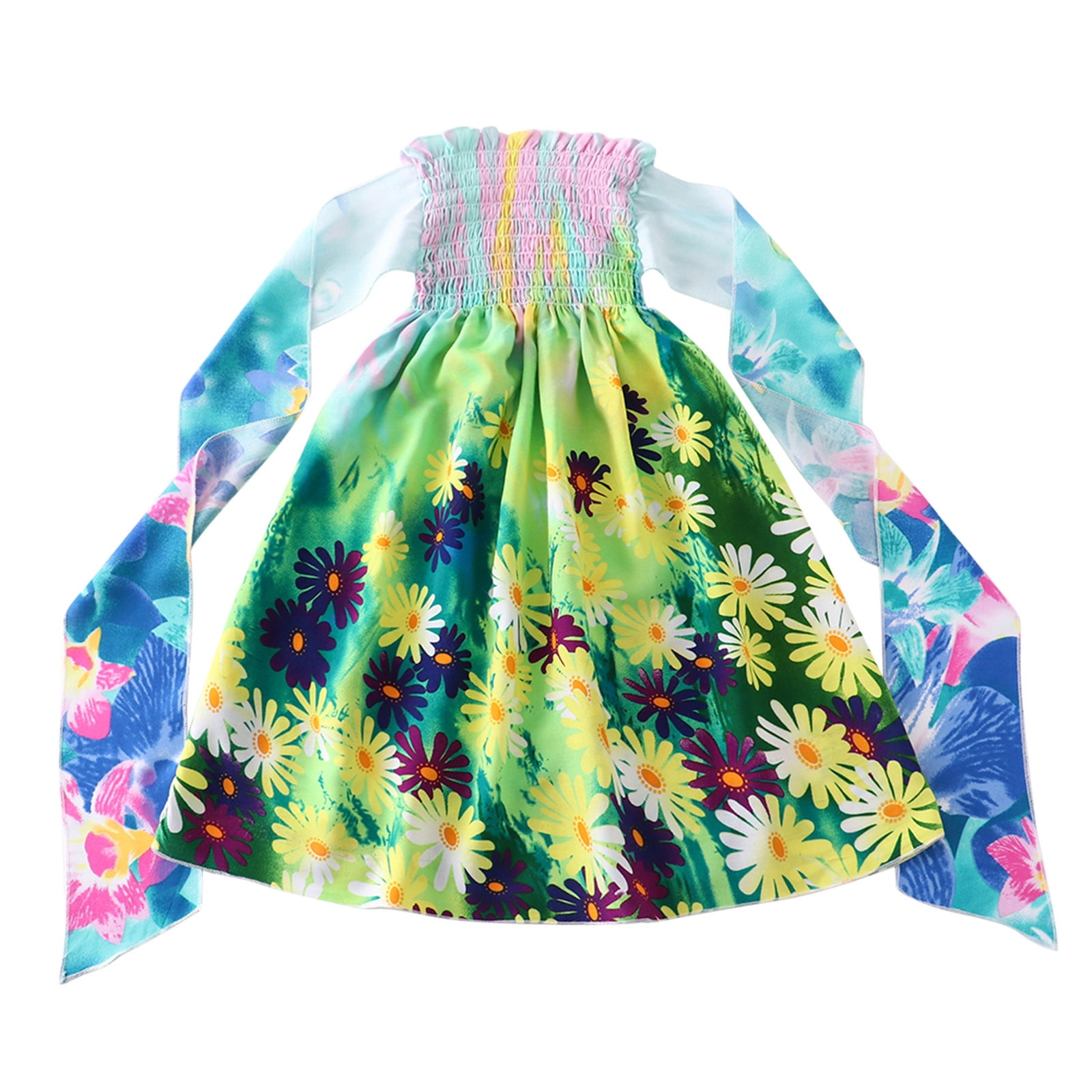 EnJoCho toddler Kids Princess Dress Girls Floral Boho Flowers Bowknot ...