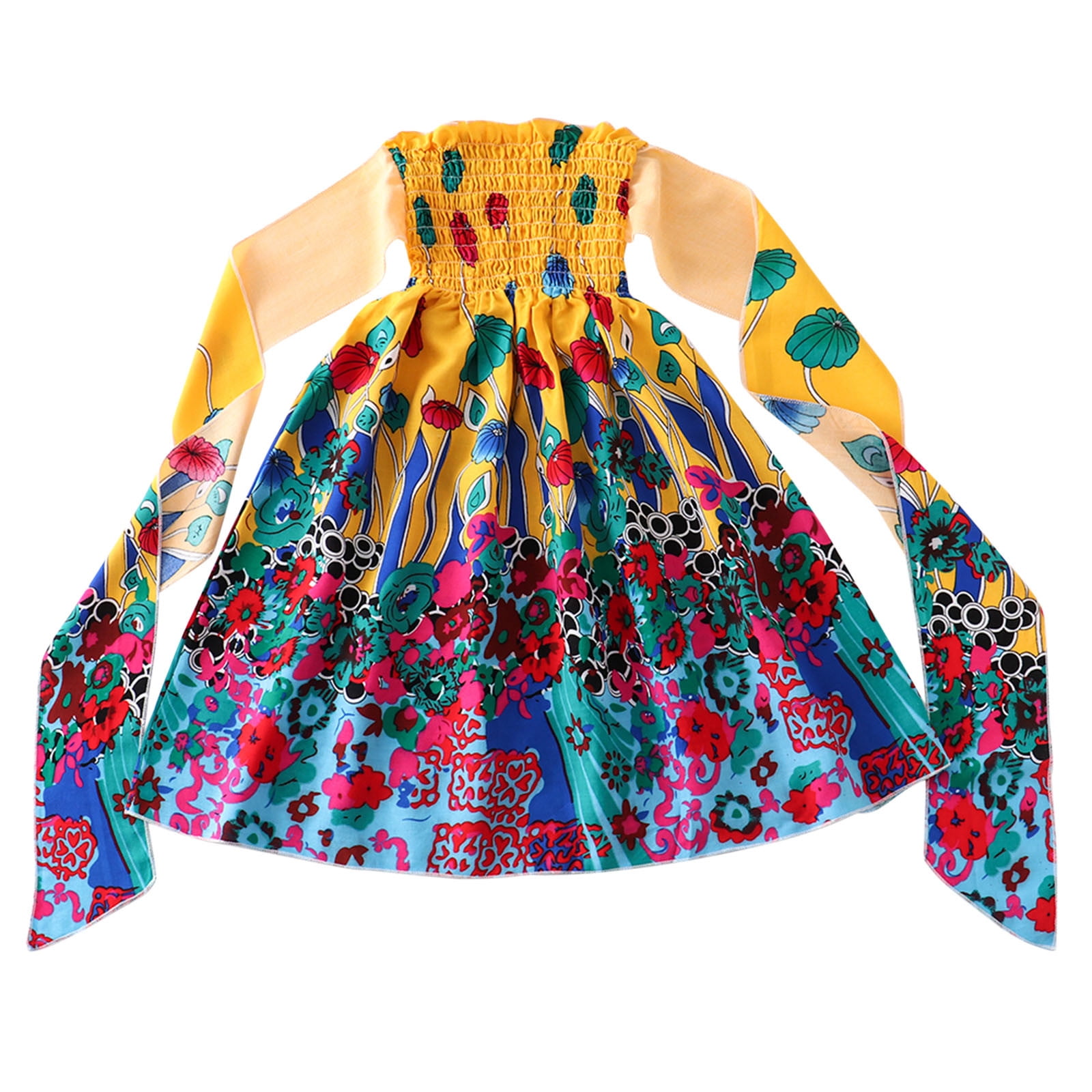 EnJoCho toddler Kids Princess Dress Girls Floral Boho Flowers Bowknot ...