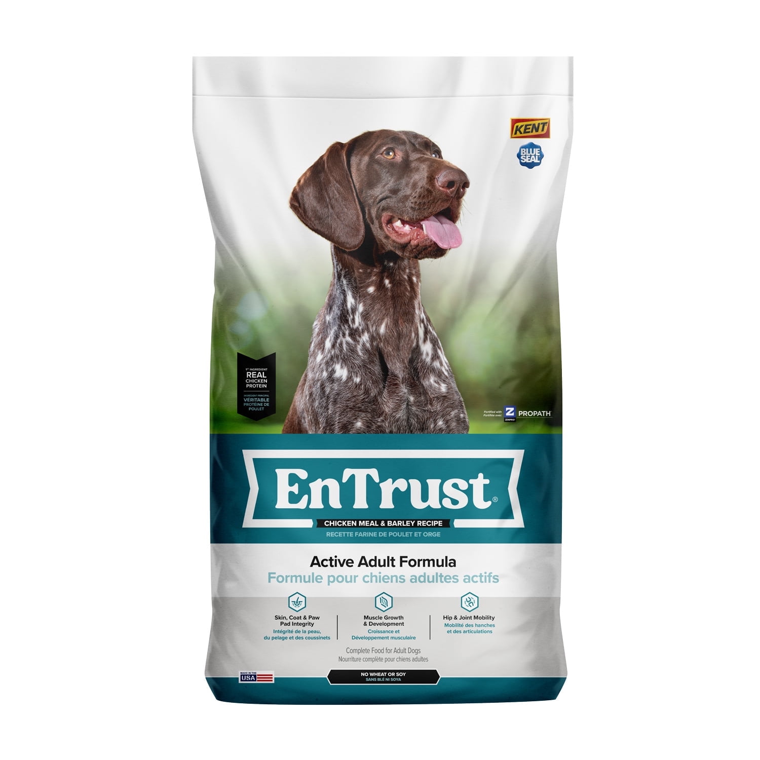 EnTrust Premium Active Adult Dog Food Chicken Meal Barley Recipe 20lbs ...