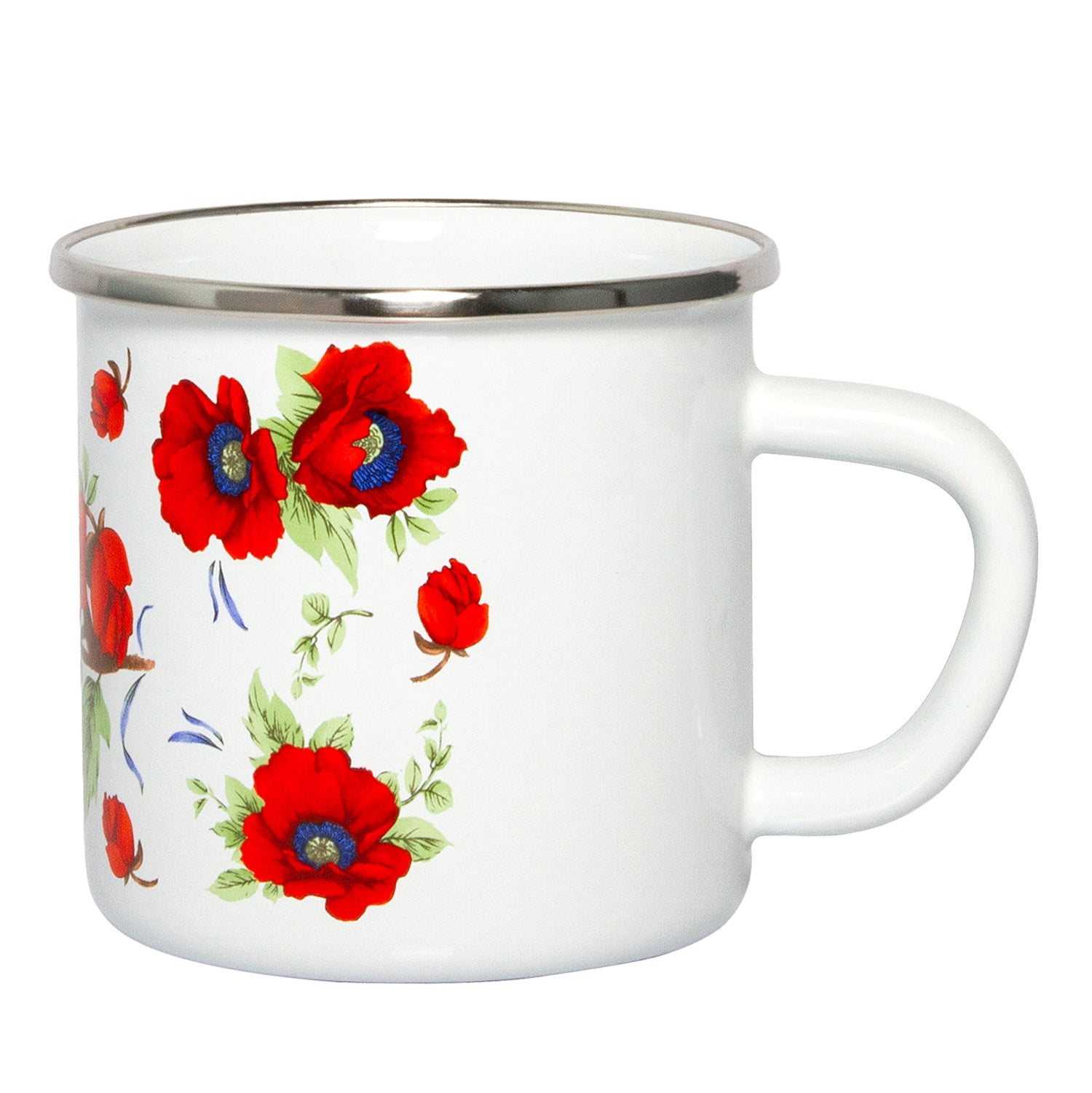 Enamel Aluminum Campfire Mug for Hot Beverages Lightweight Poppies ...
