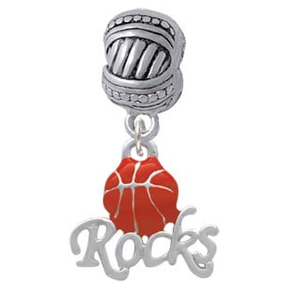 Enamel Basketball ''Rocks'' - Large Rope with Cross Beads Charm Bead ...
