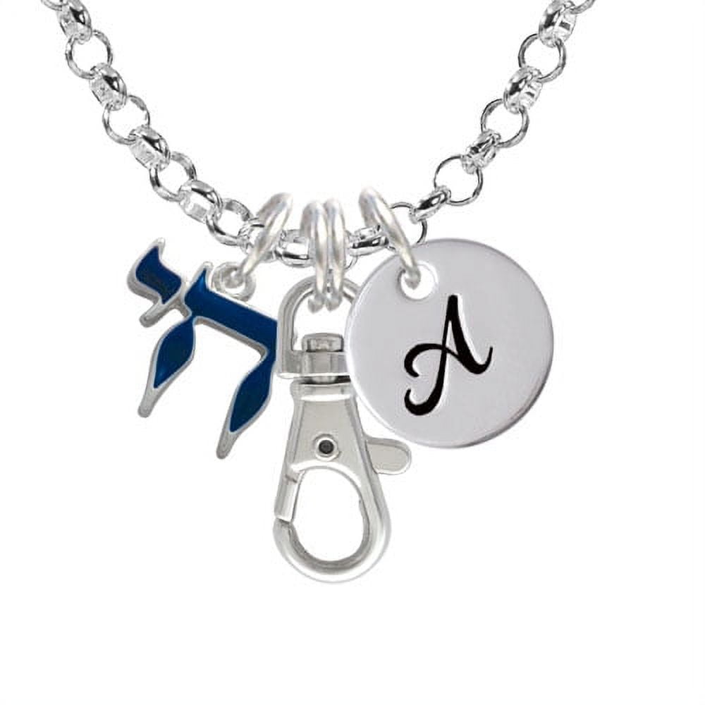 Enamel Blue Chai - A - Initial Badge Clip Necklace - Walmart.com