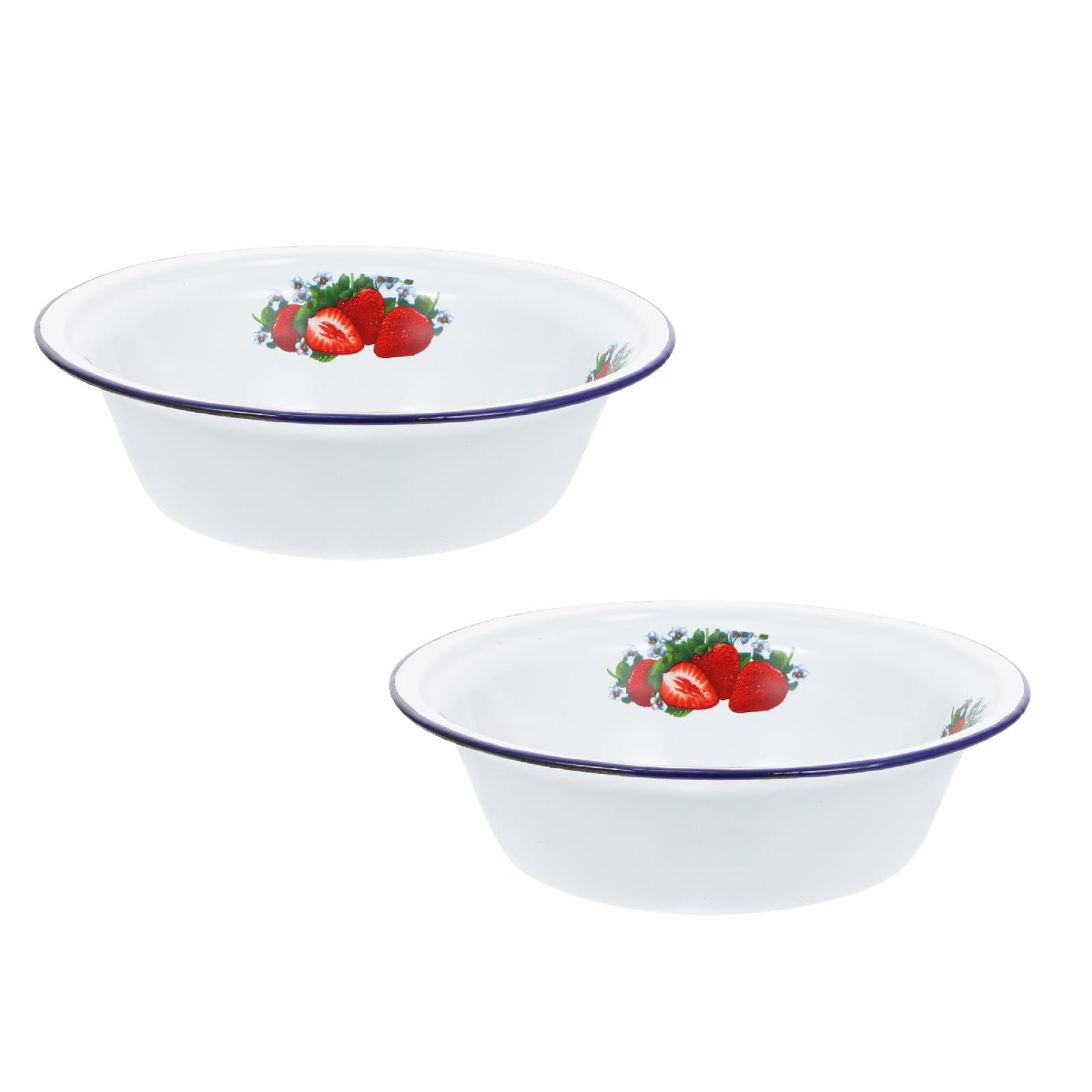 Enamel Bowls Large Basin Serving Soup Vintage Enamel Mixing Food ...