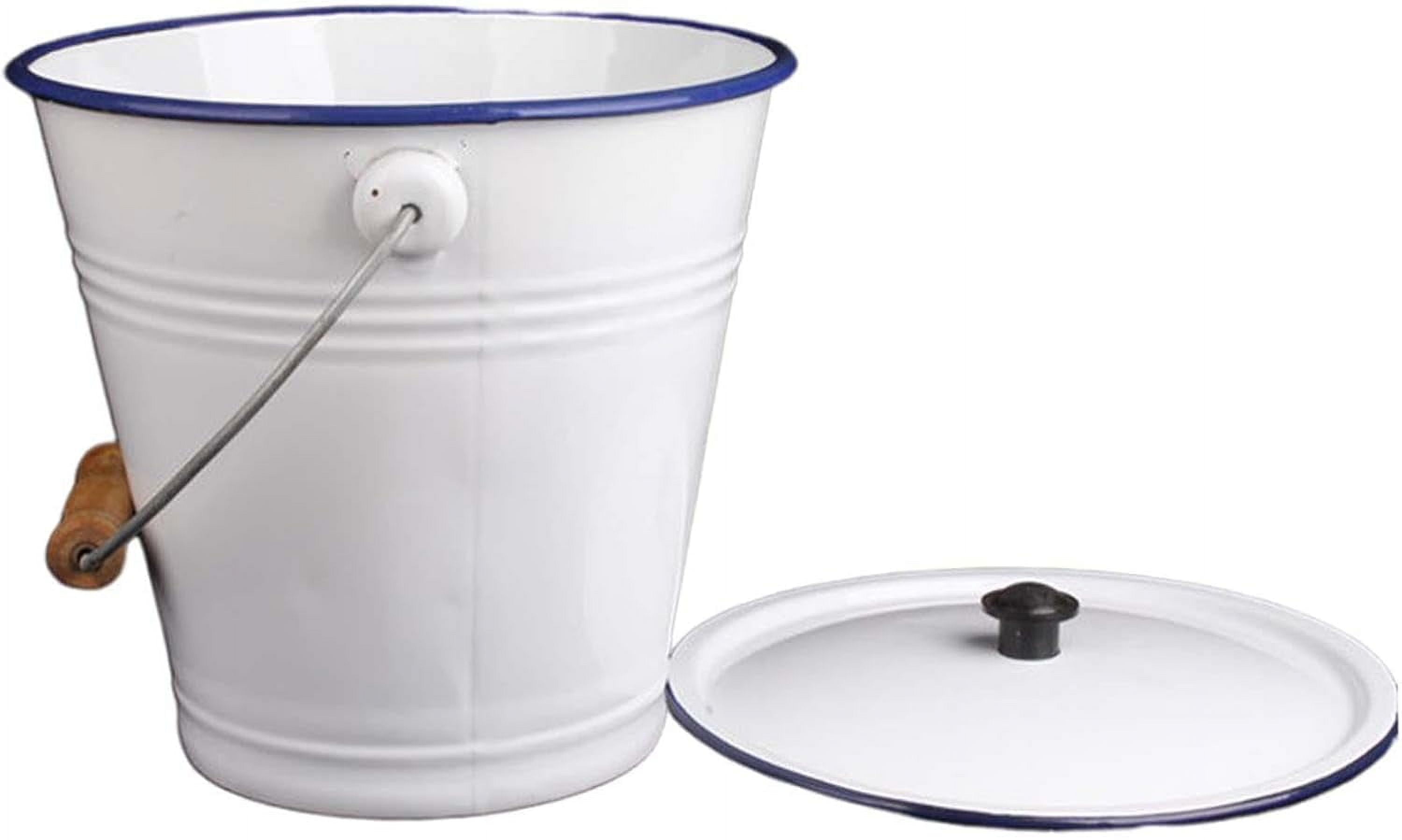 Enamel Bucket Water Bucket Utensil Pail White Enamel Multipurpose Milk ...