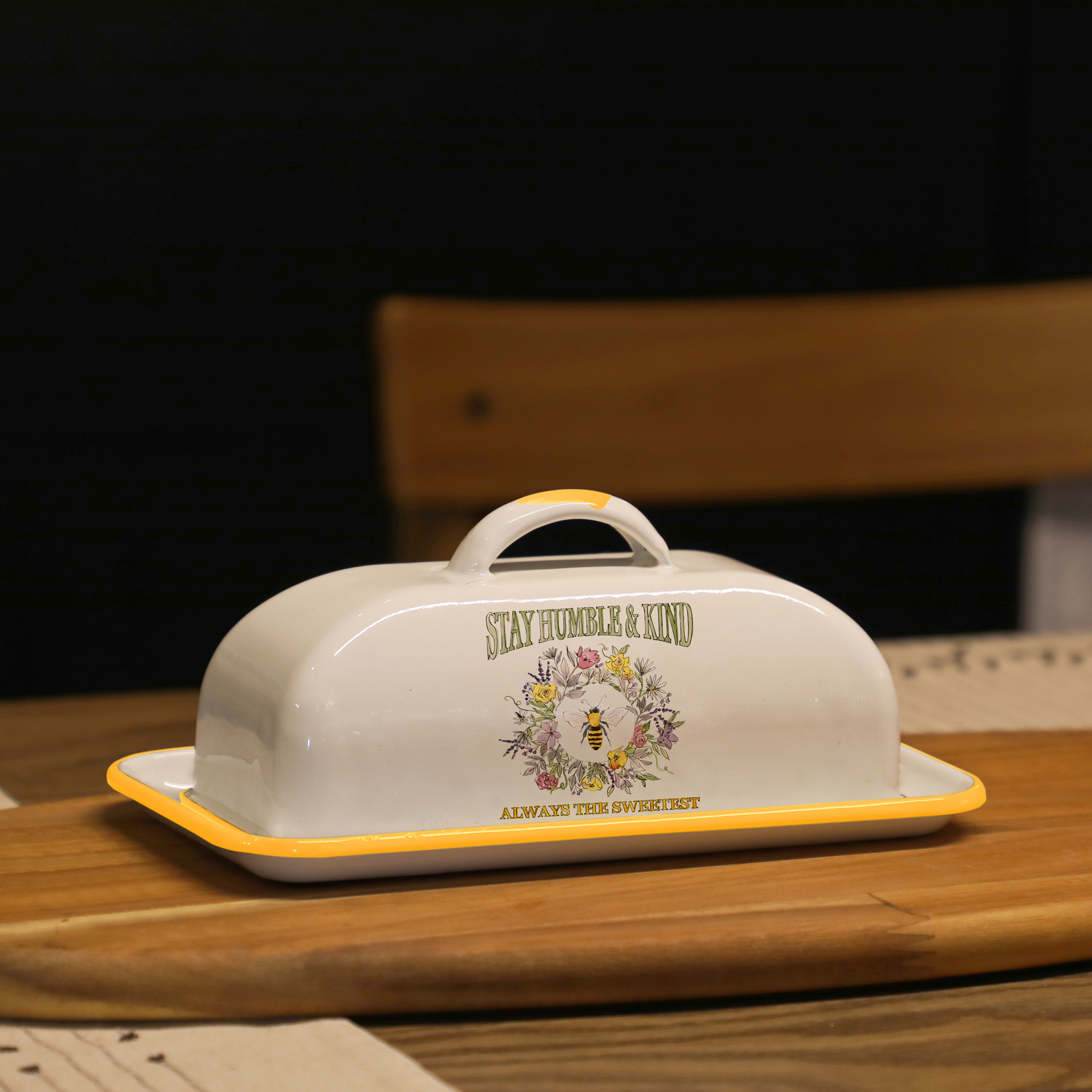 Enamel Butter Dish with Lid Vintage Enamelware Butter Keeper with ...