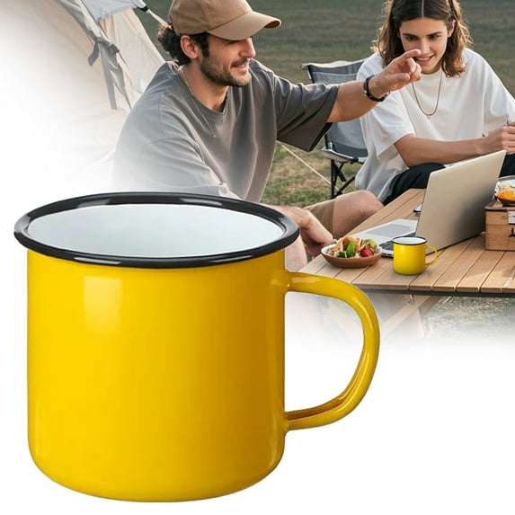 Enamel Camping Mugs 12 oz Coffee Mugs with Handle Portable Camp ...